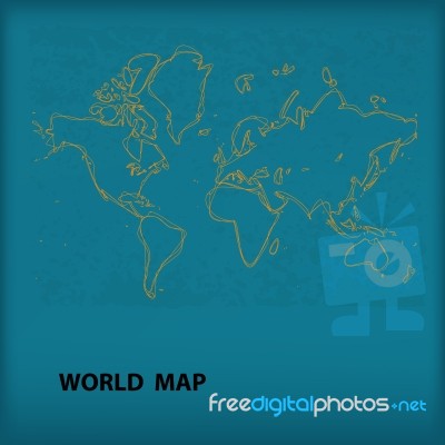 Hand Drawn World Map Stock Image - Royalty Free Image ID 100145257