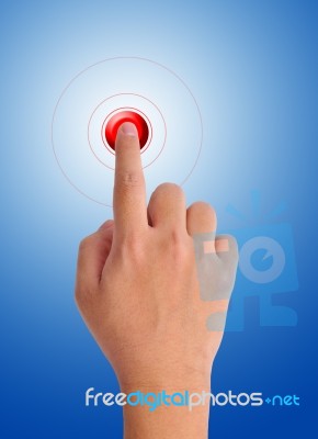 Hand Pushing Red Button Stock Photo - Royalty Free Image ID 10050732
