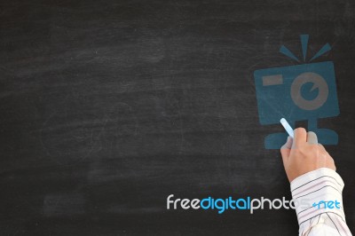 Hand Writing On Blackboard Stock Photo - Royalty Free Image ID 10077513