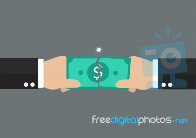 Hands Tearing Apart A Banknote Stock Image - Royalty Free Image ID ...