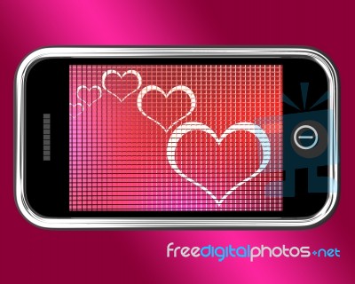 Heart Shape On Mobile Phone Stock Image - Royalty Free Image ID 100104004