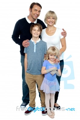 Indoor Studio Shot Of Lovely Family, Four Members Stock Photo - Royalty ...