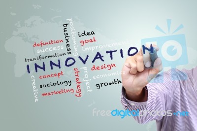 Innovation Text On White Board Stock Image - Royalty Free Image ID 10078371