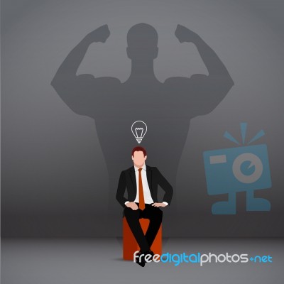 Leadership Isometric Flat Concept.businessman With Shadows On The Wall ...