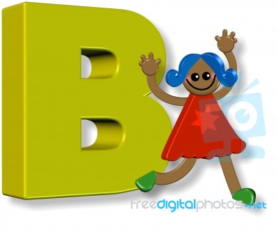 Letter B Girl Stock Image - Royalty Free Image ID 100376566