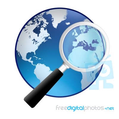 Magnifying Glass With Earth Globe Stock Image - Royalty Free Image ID ...