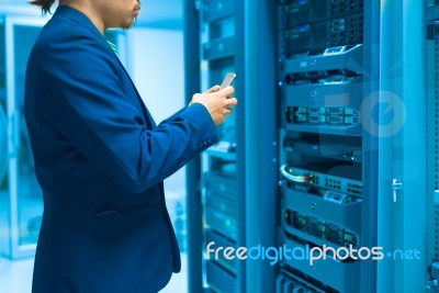 Man Fix Server Network In Data Center Room Stock Photo - Royalty Free ...