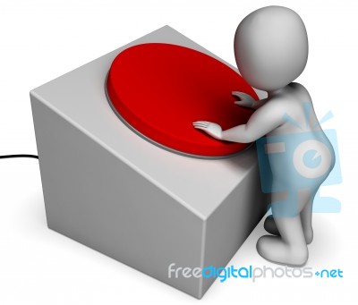 Man Pushing Red Button Shows Controlling Stock Image - Royalty Free ...