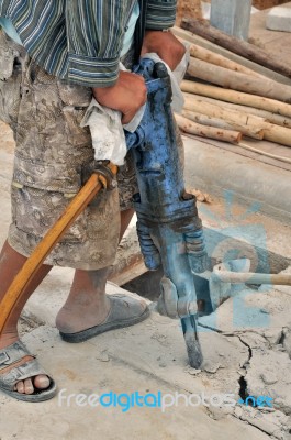 Man Using Jackhammer Stock Photo - Royalty Free Image ID 10083439