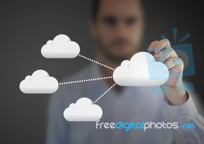 Man with Cloud computing concept Stock Photo - Royalty Free Image ID ...
