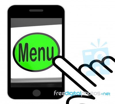 Menu Button Displays Ordering Food Menus Online Stock Image - Royalty ...