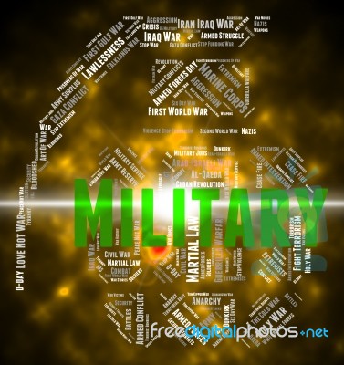 Military Word Indicates Wordcloud Soldierly And Warrior Stock Image ...
