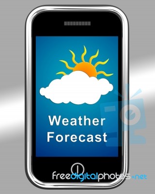 Mobile with weather forecast Stock Image - Royalty Free Image ID 10094232