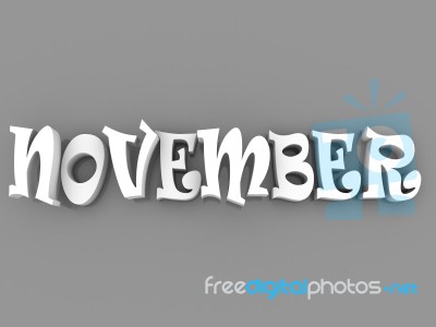 November Sign With Colour Black And White. 3d Paper Illustration… Stock ...