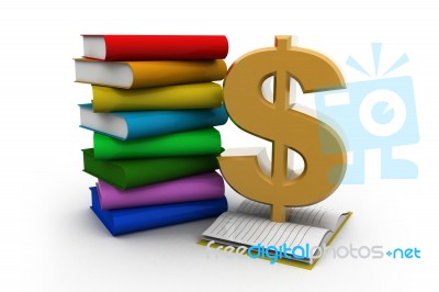 Opened Book And Dollar Sign Stock Image - Royalty Free Image ID 100313158