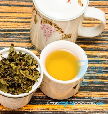 Outdoor Tea Break Represents Refresh Breaktime And Cup Stock Photo ...