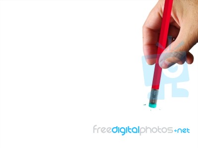 Paper With Erasing Pencil Shows Eraser Text Copy Space Stock Image ...