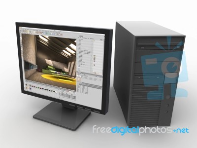 PC In 3D Stock Image - Royalty Free Image ID 10013800