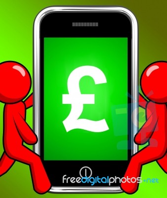 Pound Sign On Phone Displays British Money Gbp Stock Image - Royalty ...