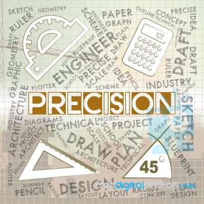 Precision Words Shows Accuracy Accurate And Quality Stock Image ...