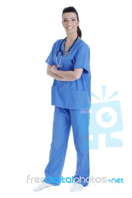 Pretty Young Female Nurse, Side Pose Stock Photo - Royalty Free Image ...