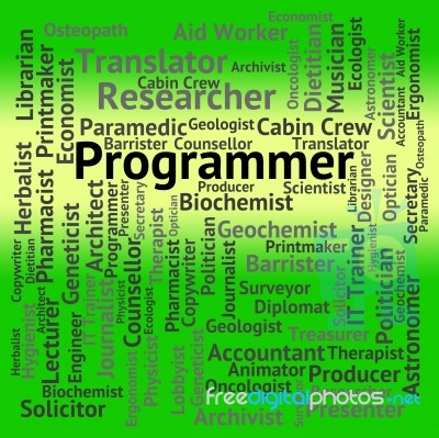 Programmer Job Representing Text Word And Programming Stock Image ...