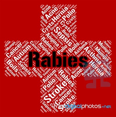 Rabies Word Indicates Poor Health And Affliction Stock Image - Royalty ...