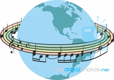 Rainbow Music Around The Planet Earth Stock Image - Royalty Free Image ...