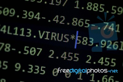 Random Computer Code With Word Virus Stock Photo - Royalty Free Image ...