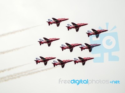 Red Arrows Display Team 50th Anniversary At Biggin Hill Airport Stock ...