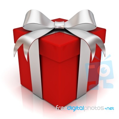 Red Gift Box With Bow Stock Image - Royalty Free Image ID 10057926