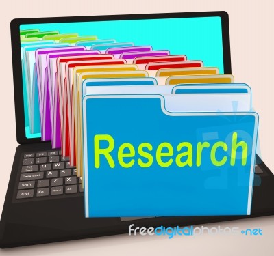 Research Folders Laptop Mean Investigation Gathering Data And An… Stock ...