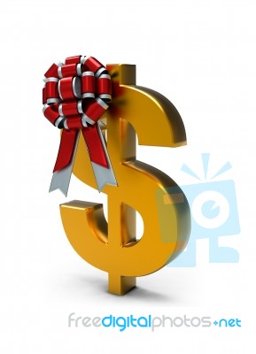 Ribbon Bow On Dollar Sign Stock Image - Royalty Free Image ID 10077575