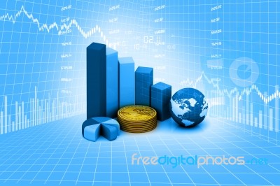 Rising Graph With World Stock Image - Royalty Free Image ID 100235629