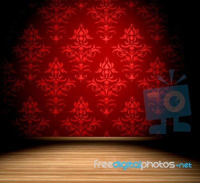 Room With Red Wallpaper Stock Image - Royalty Free Image ID 10051117
