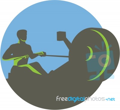 Rower Rowing Machine Circle Retro Stock Image - Royalty Free Image ID ...