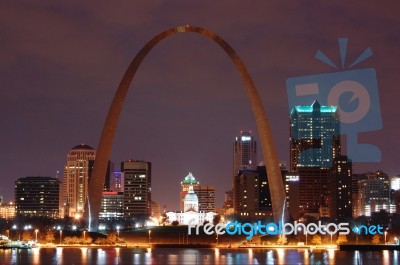 Saint Louis Night Skyline Stock Photo - Royalty Free Image ID 10016378