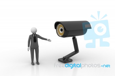 Security Camera And Man Stock Image - Royalty Free Image ID 100228294