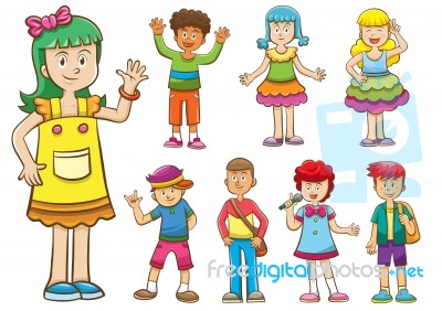 Set Of Cartoon Kids Stock Image - Royalty Free Image ID 100279608