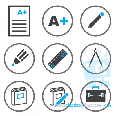 Set Of Education Icon In Circle Line- Iconic Design Stock Image ...