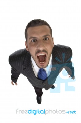 Shouting Man Looking Upward Stock Photo - Royalty Free Image ID 100121975