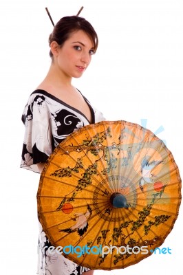 Side View Of Japanese Woman In Kimono Stock Photo - Royalty Free Image ...