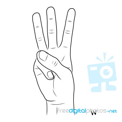 Sign Language And The Alphabet,the Letter W Stock Image - Royalty Free ...