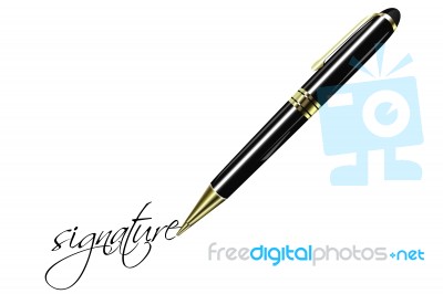 Signature With Ballpoint Pen Stock Image - Royalty Free Image ID 10056414