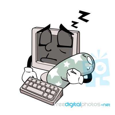 Sleeping Computer Stock Image - Royalty Free Image ID 100378519