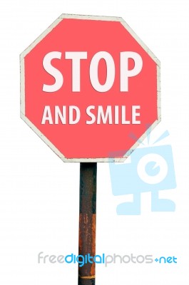 Stop And Smile Sign Stock Photo - Royalty Free Image ID 100152006