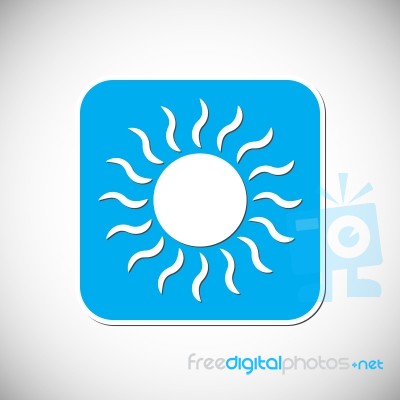 Sun Icon. Blue Square Frame. Illustration Stock Image - Royalty Free ...