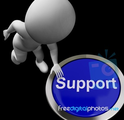 Support Button Shows Help Faq And Assistance Stock Image - Royalty Free ...