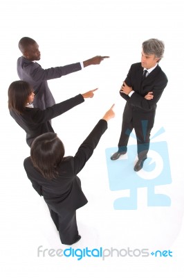 Team Pointing Finger At Colleague Stock Photo - Royalty Free Image ID ...