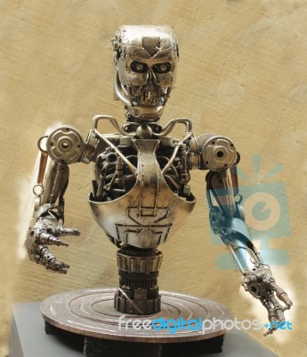 Terminator Robot Upper Body Stock Photo - Royalty Free Image ID 100545930